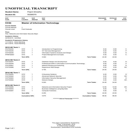 prijent transcript | PDF | Undergraduate Education | College Education