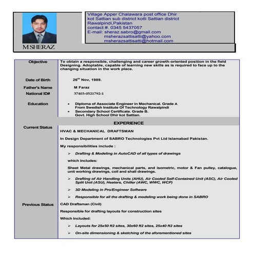 M SHERAZ SATTI CV NEW | PDF | Computing | Technology & Computing