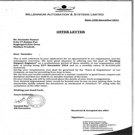 offer letter | PDF