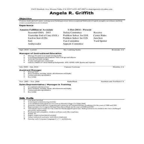 Resume Angela Griffith | DOCX