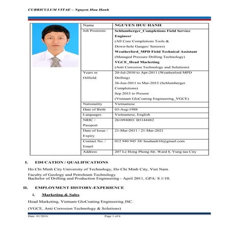 Nguyen Huu Hanh 's CV Jan 2016 | PDF