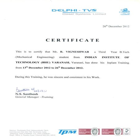 Delphi TVS Inplant Training | PDF