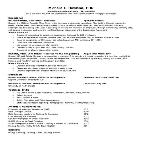 Howland, Michelle Resume | DOCX | Human Resources | Business