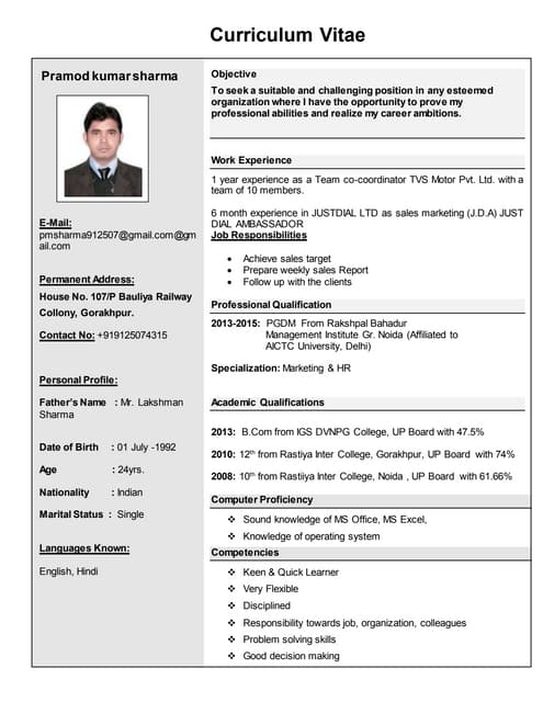 TCS CV Format | PDF