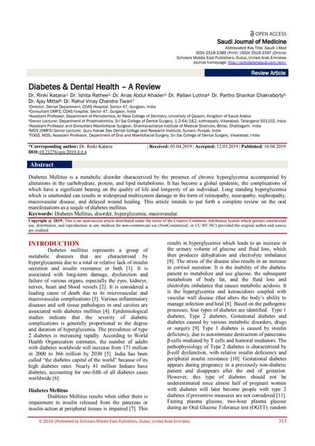 Diabetes and oral health | PPTX