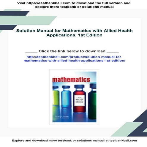 Solution Manual for Mathematics with Allied Health Applications, 1st ...