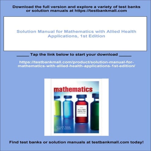 Solution Manual for Mathematics with Allied Health Applications, 1st ...