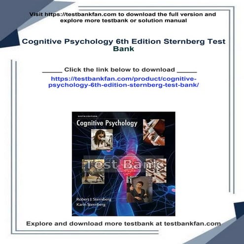Cognitive Psychology 6th Edition Sternberg Test Bank | PDF