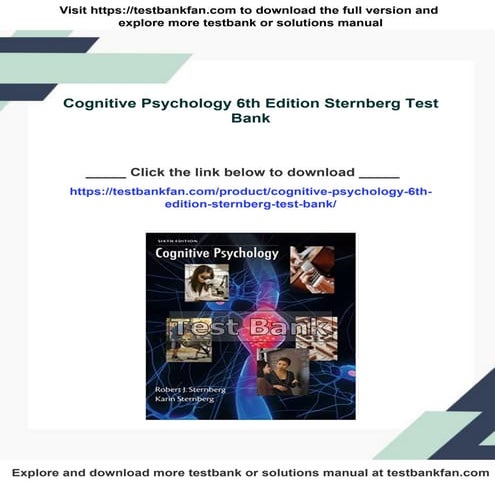 Cognitive Psychology 6th Edition Sternberg Test Bank | PDF