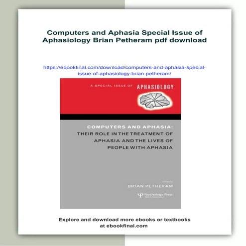 Computers and Aphasia Special Issue of Aphasiology Brian Petheram | PDF