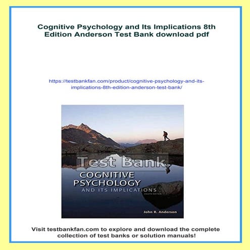 Cognitive Psychology and Its Implications 8th Edition Anderson Test ...