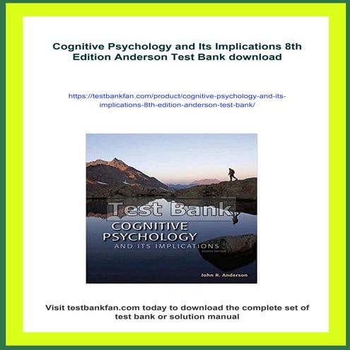 Cognitive Psychology and Its Implications 8th Edition Anderson Test ...