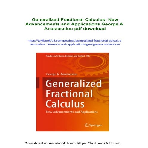 Generalized Fractional Calculus New Advancements And Applications George A Anastassiou Pdf