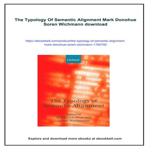 The Typology Of Semantic Alignment Mark Donohue Soren Wichmann | PDF