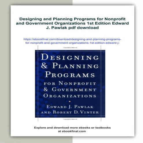 Designing and Planning Programs for Nonprofit and Government ...