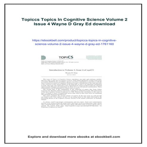 Topiccs Topics In Cognitive Science Volume 2 Issue 4 Wayne D Gray Ed | PDF