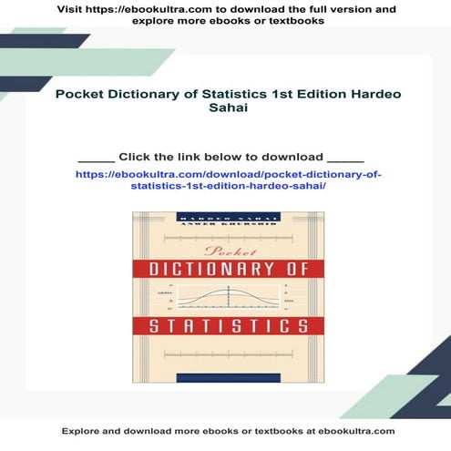 Pocket Dictionary of Statistics 1st Edition Hardeo Sahai | PDF