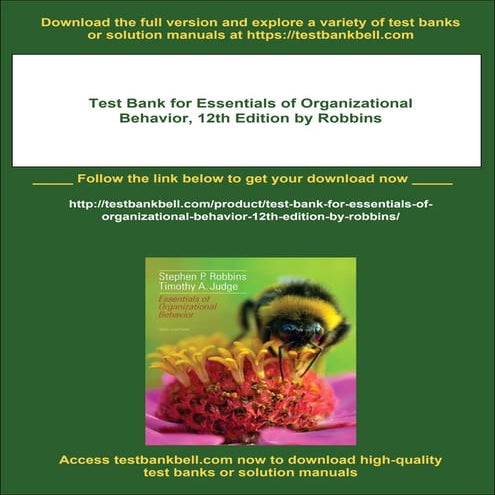 Test Bank for Essentials of Organizational Behavior, 12th Edition by ...