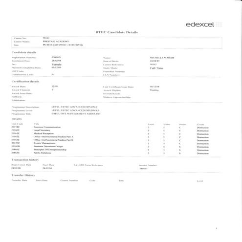 Btec Candidate Details | PDF