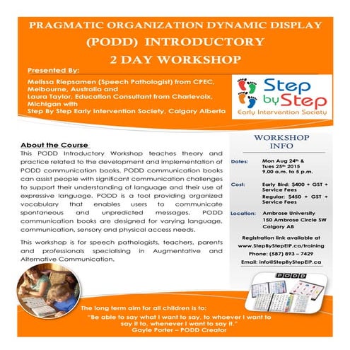 SSEIS 2 Day Intro to PODD Workshop August 2015 | PDF