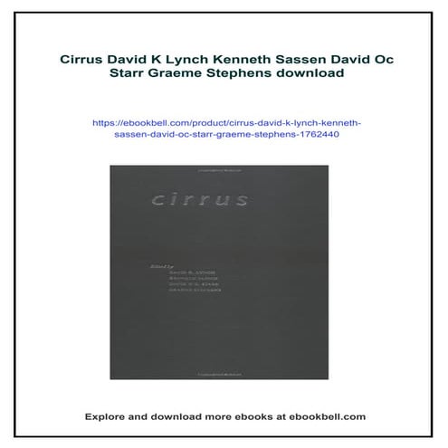 Cirrus David K Lynch Kenneth Sassen David Oc Starr Graeme Stephens | PDF