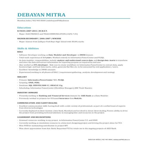 CV Debayan Mitra | PDF