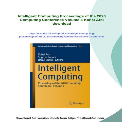 Intelligent Computing Proceedings of the 2020 Computing Conference Volume 3 Kohei Arai | PDF