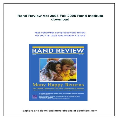 Rand Review Vol 2903 Fall 2005 Rand Institute | PDF