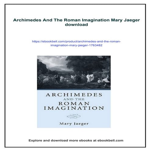 Archimedes And The Roman Imagination Mary Jaeger | PDF