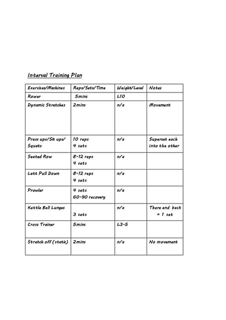 exercise plan template 1 | PDF