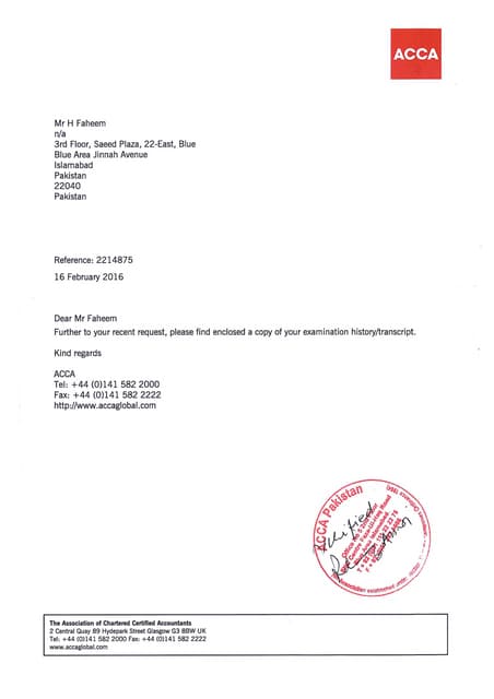 Acca Membership Certificate | PDF