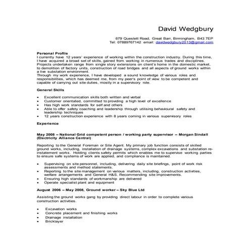 Trevor Wedgbury cv new | DOCX