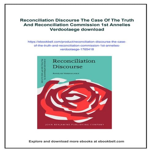 Reconciliation Discourse The Case Of The Truth And Reconciliation ...