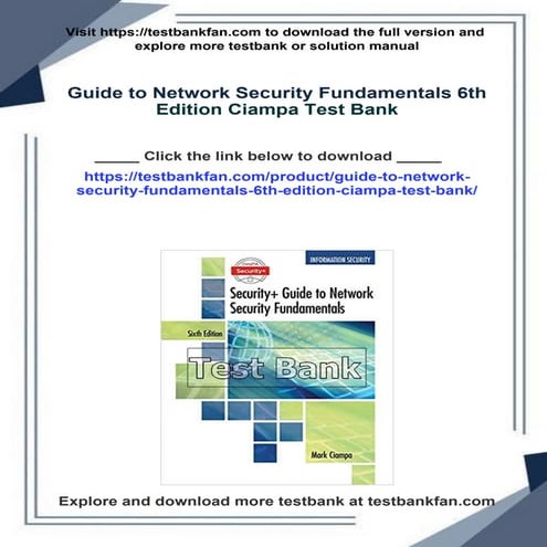 Guide to Network Security Fundamentals 6th Edition Ciampa Test Bank | PDF