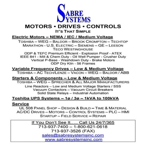 Sabre Systems Product Linecard 2015 | PDF