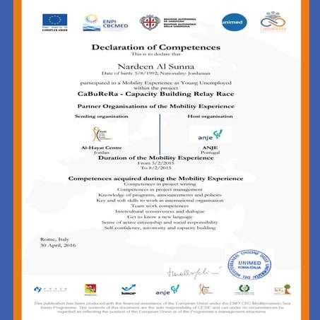 Declaration of Competences_TG2_Final_NardeenAlSunna | PDF