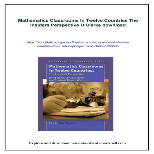 Mathematics Classrooms In Twelve Countries The Insiders Perspective D ...