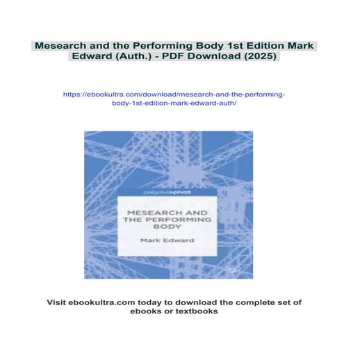 Mesearch and the Performing Body 1st Edition Mark Edward (Auth.) | PDF