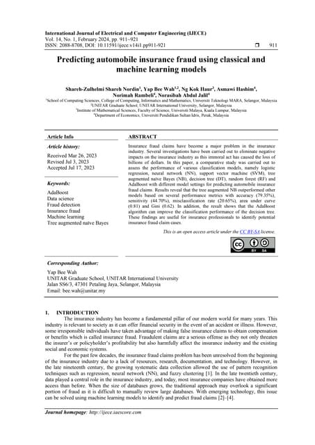 Predicting Automobile Insurance Fraud Using Classical And Machine