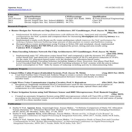 Aparna Arya_Resume | PDF | Computer Networking | Computing