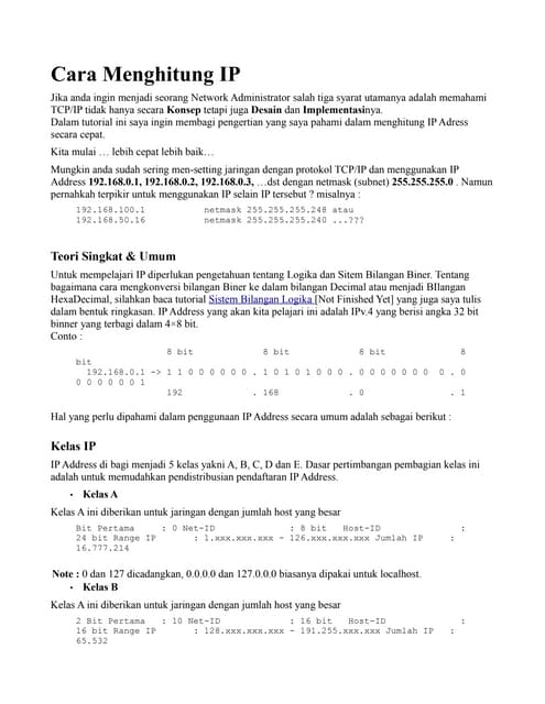 Konsep dasar ip address | PDF