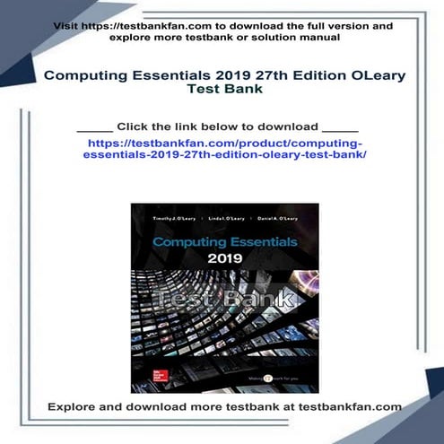 Computing Essentials 2019 27th Edition OLeary Test Bank | PDF