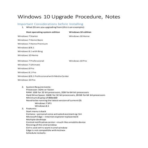 Windows 10 upgrade notes | DOCX