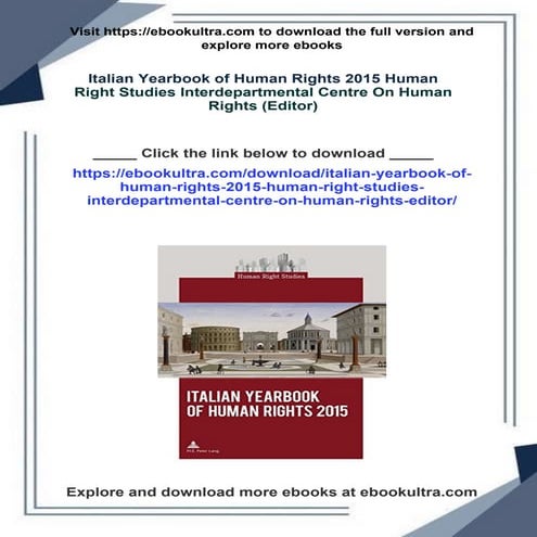 Italian Yearbook of Human Rights 2015 Human Right Studies Interdepartmental Centre On Human ...