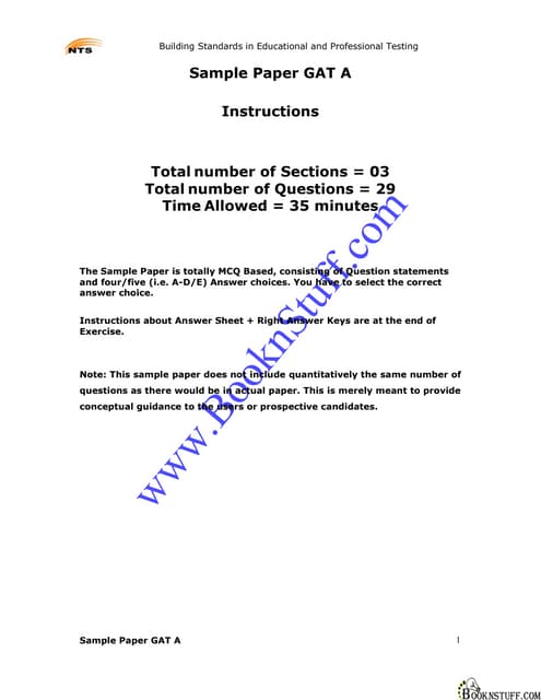 Gat sample paper | PDF | Standardized Testing | Educational Assessment