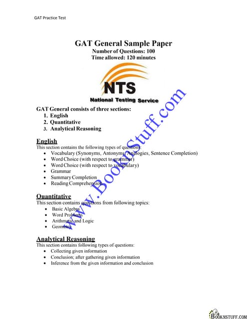 Nts gat general past papers (1) | PDF
