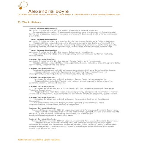 Alexandria Dawn Boyle Resume