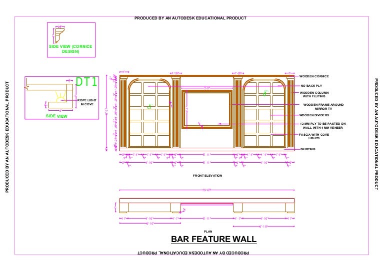 Detail drawing of Bar feature Wall