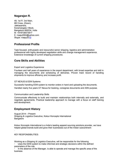 Cv Shibu George Logistics | PDF