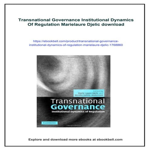 Transnational Governance Institutional Dynamics Of Regulation ...